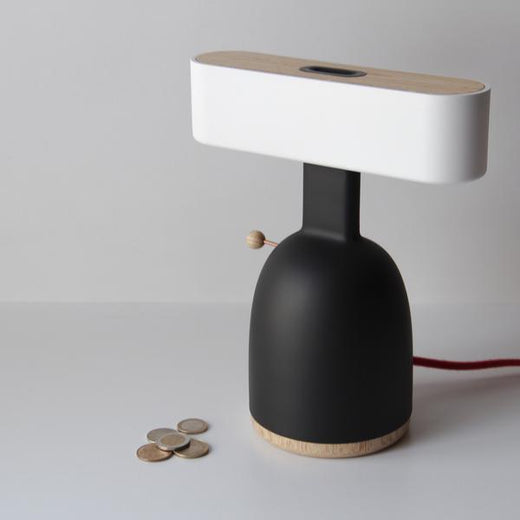 CoinLamp DINA - Interactive Modern Piggy Bank Light with Wooden Switch ...